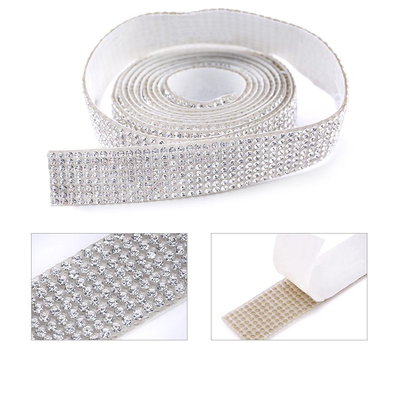 Self-adhesive Rhinestones Trim Glitter Crystal Ribbon Strass Tape Chain ...