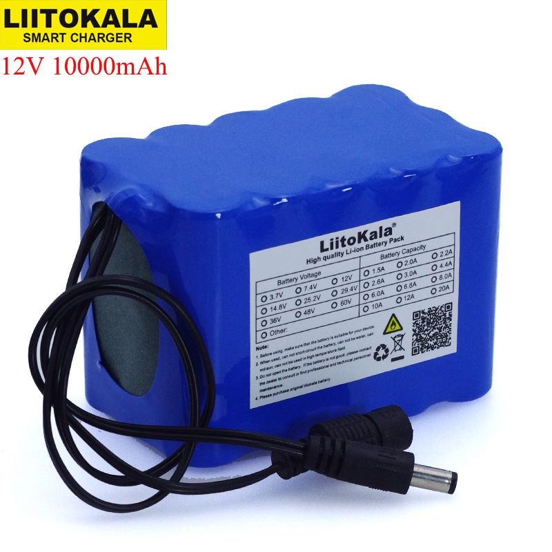 Liitokala 12v 10ah 18650 Li Lon Battery Pack 12 6v 10000mah With Bms