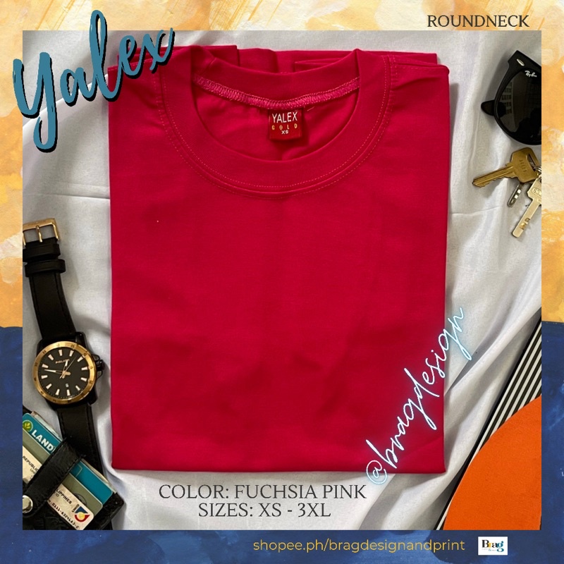 YALEX Fuschia| ROUNDNECK | Red & White Label | Plain Shirt | Shopee ...