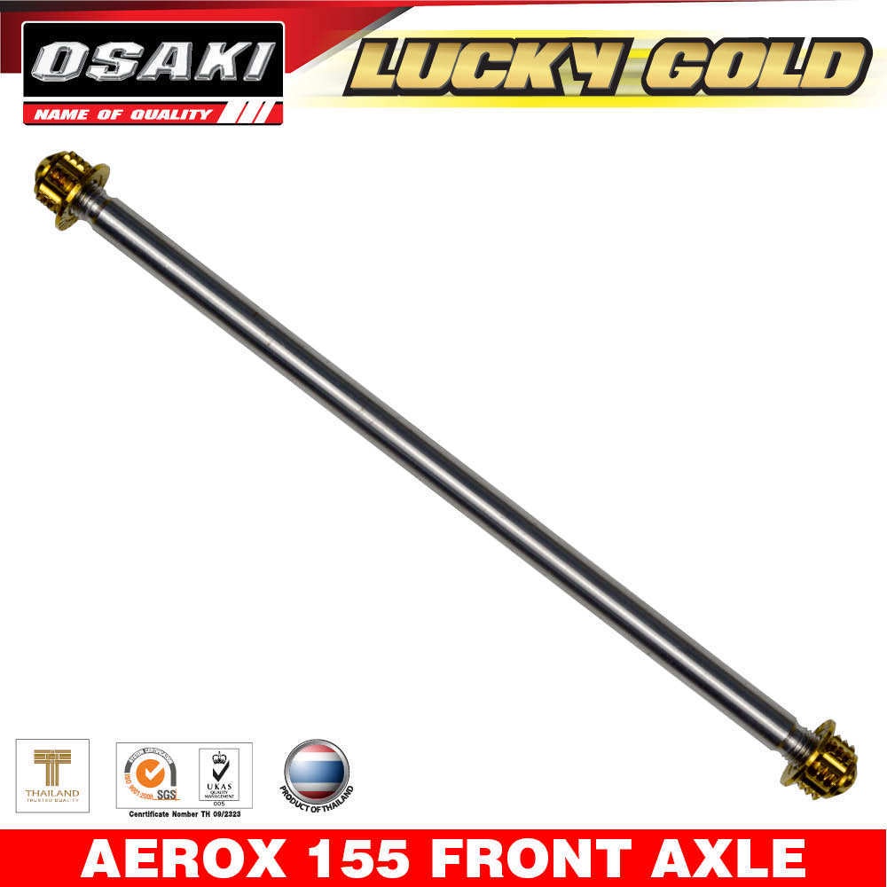 AEROX 155 / MIO / NMAX / WAVE / RAIDER Front Axle Osaki Luck Gold (Made ...