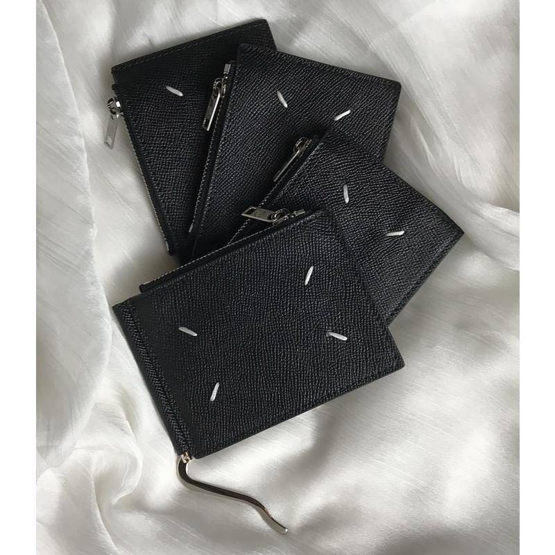 MM6 stitching logo leather zipper wallet cardholder | Shopee Philippines