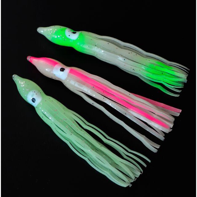 JK Rubber Squid Skirts Luminous Octopus Soft Fishing Lures Waved Hemlines Mix Color Sea Fishing ...