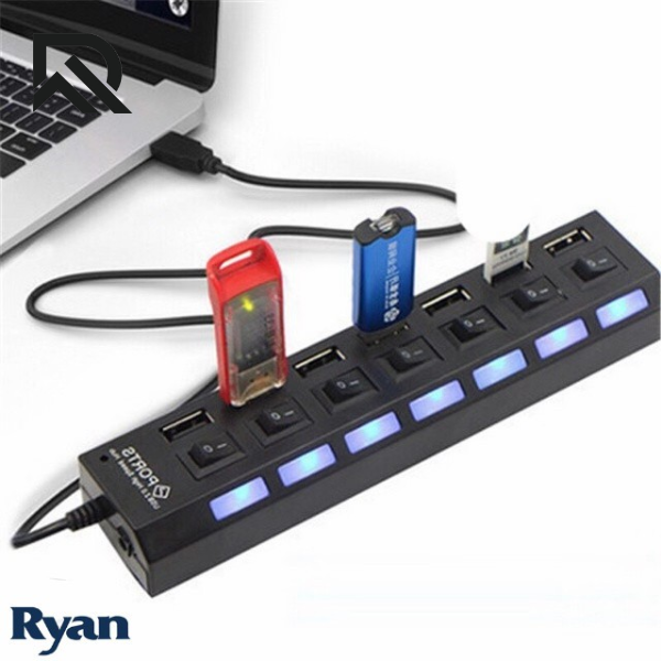 7 ports USB Hub Hi-Speed 2.0 Hub 480Mbps On/Off Switch (black) | Shopee Philippines
