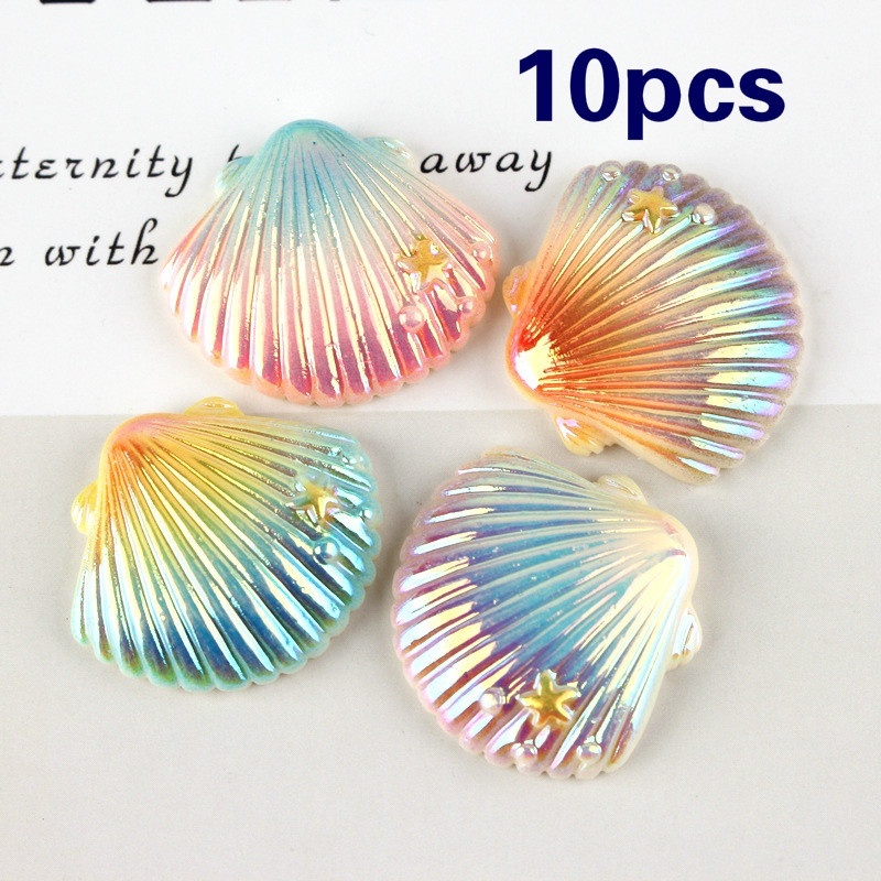 10pcs/set Colorful Shell Resin Flatback for Necklace Hair Clip Diy ...