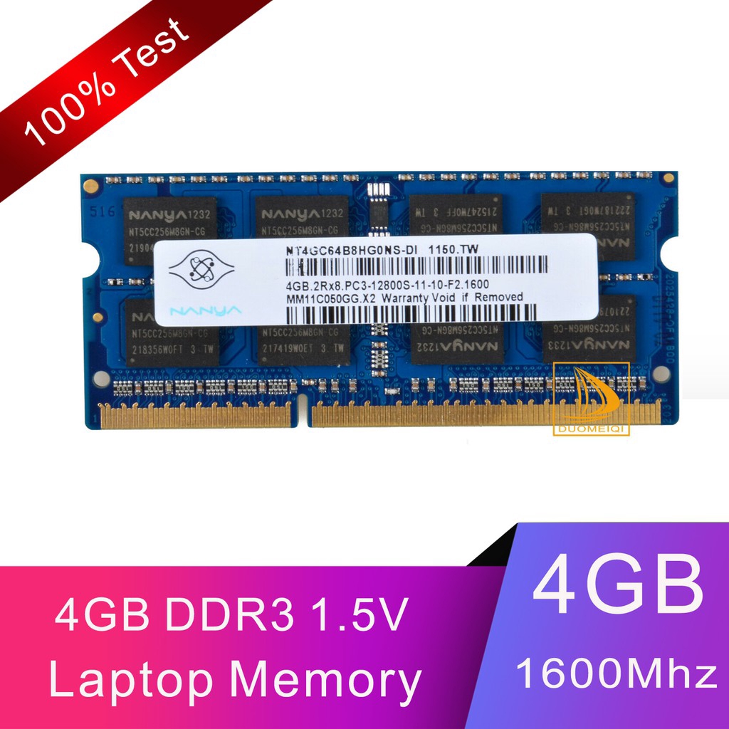 For Nanya 4GB 2RX8 PC3-12800S DDR3 1600Mhz 204Pin SODIMM Laptop Memory RAM Module | Shopee ...