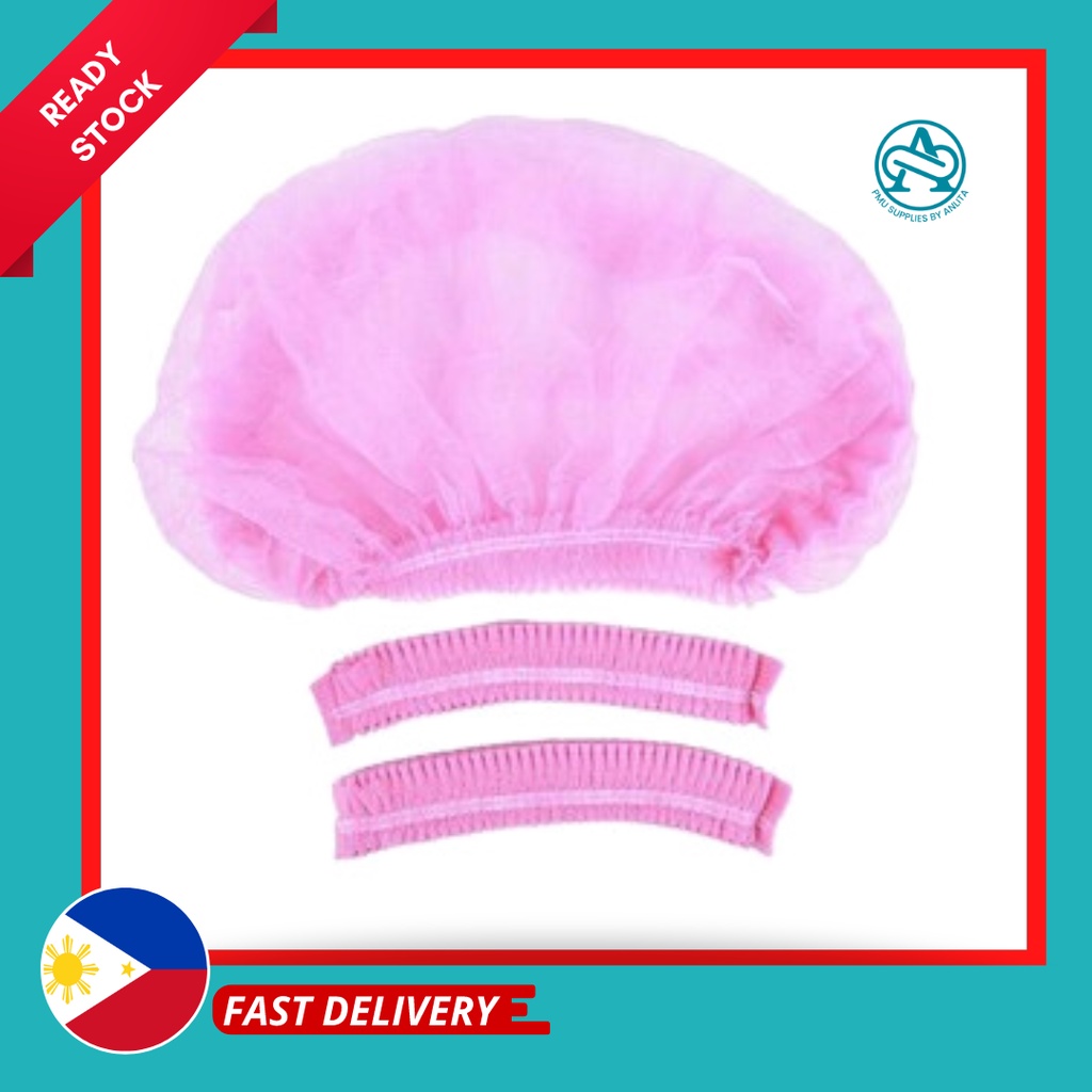 50 PIECES DISPOSABLE HEAD CAP/ BOUFFANT CAP (PINK, BLUE, WHITE ...