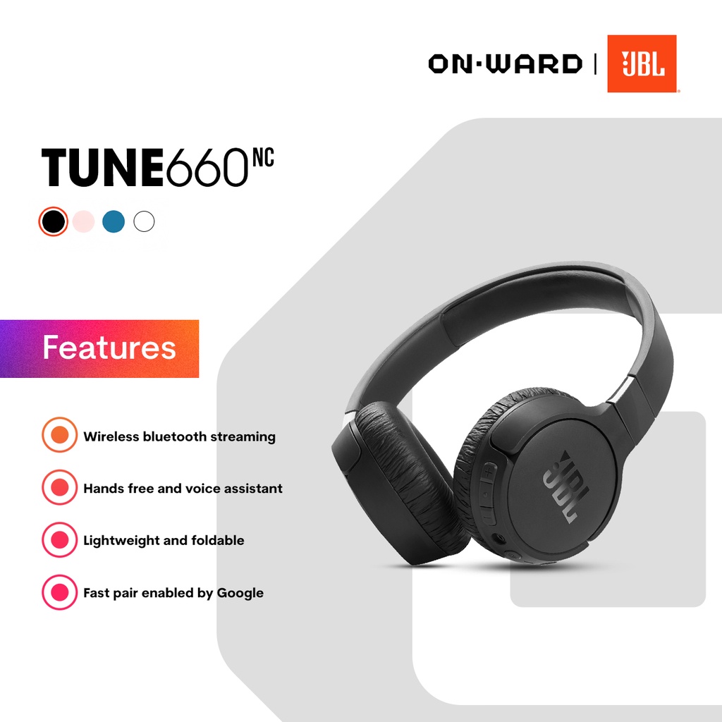 JBL Tune 660NC Wireless On-Ear Active Noise-Cancelling Headphones | Shopee Philippines