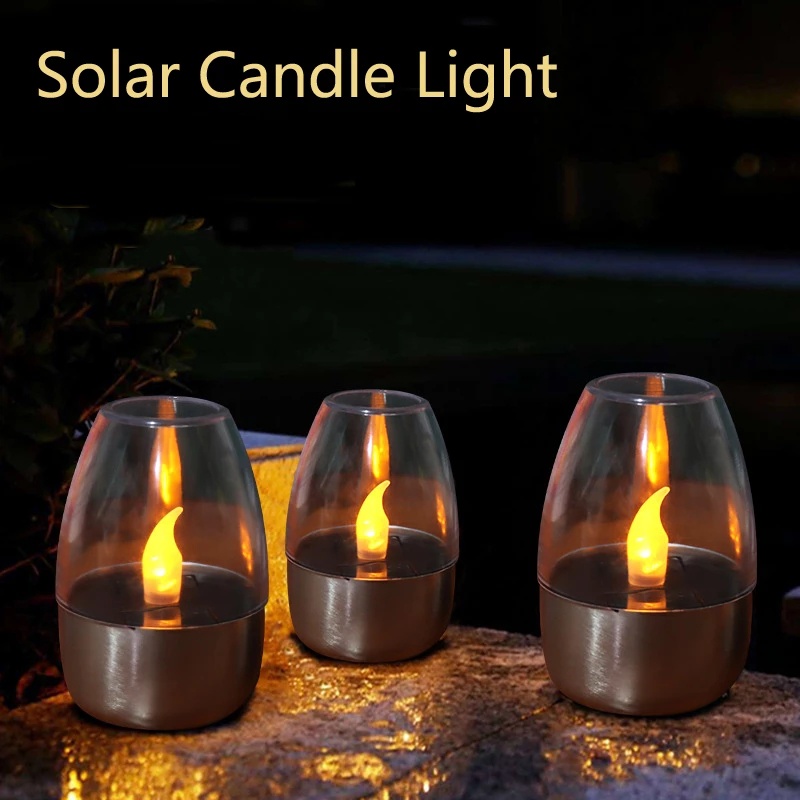 [Home Decoration] Creative Solar Stainless Steel LED Candle Lights ...