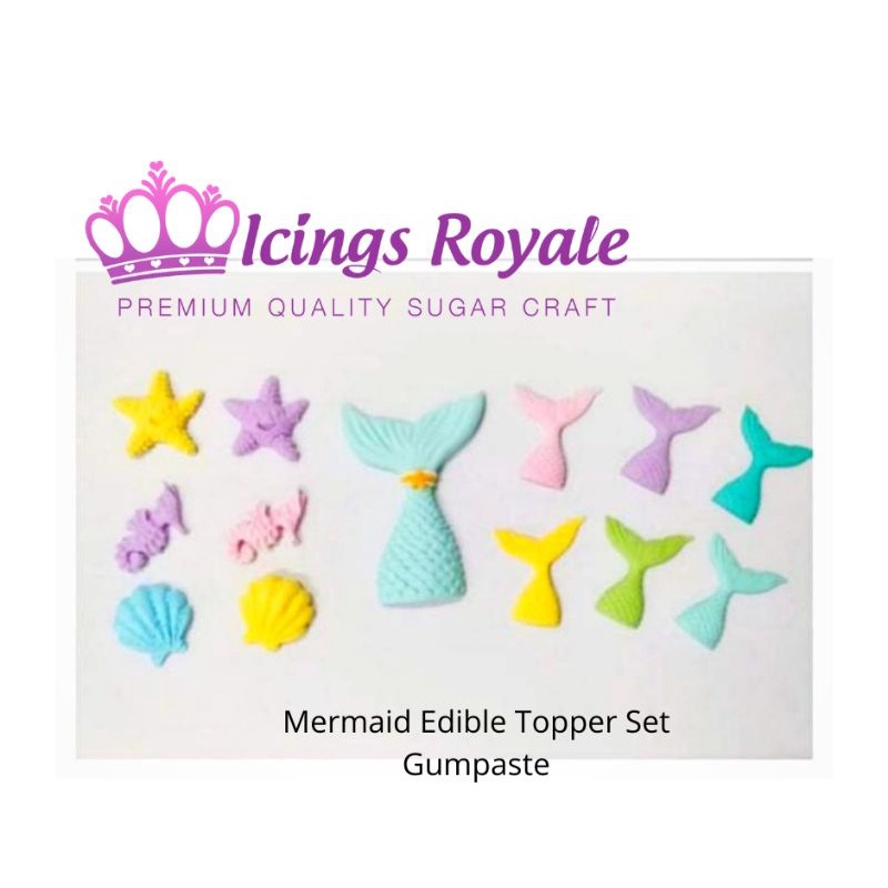Mermaid & Sea Shells Set Cake and Cupcake Topper Decoration (Edible ...
