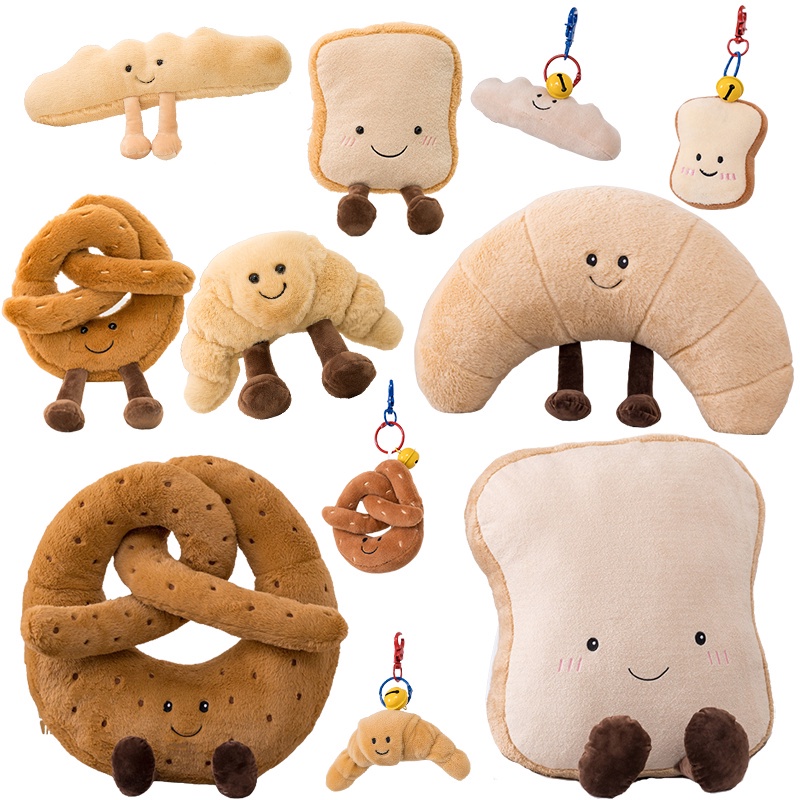 Cartoon Pretzel Crossant Toast Bread Plush Toy Soft Stuffed Food Doll ...
