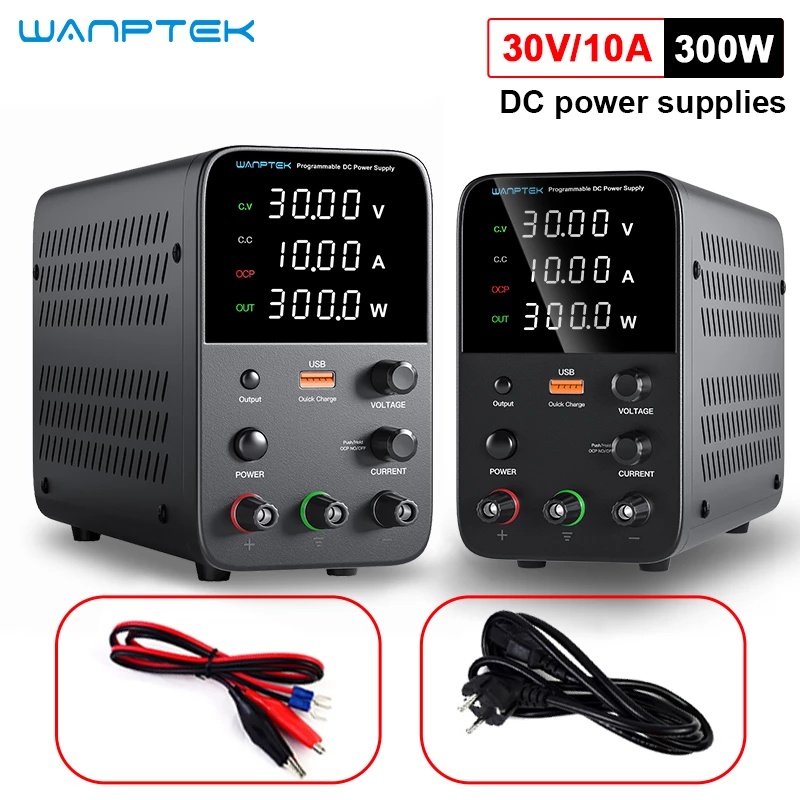 Wanptek Adjustable DC power supply 30V 10A USB Digital Lab Bench Power Source Stabilized Power ...