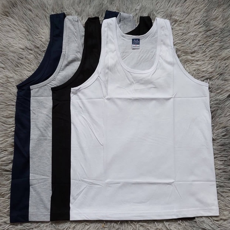 BLUE CORNER SANDO TANK TOP COTTON S to XXL MEN WHITE BLACK GRAY NAVY ...