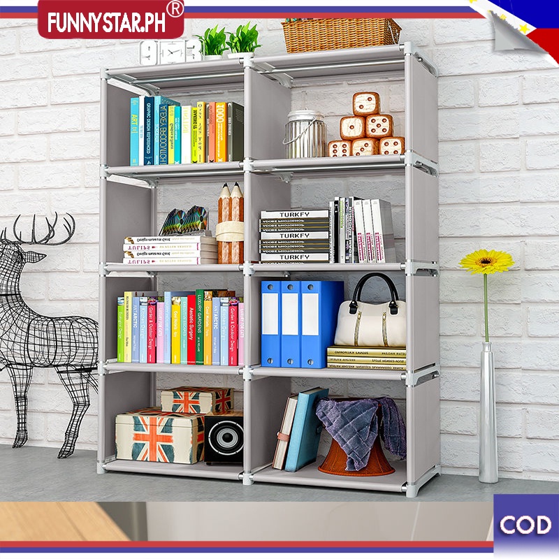 COD 4-Tier 8 Cubes DIY BookShelf Double Storage Rack Storey Simple ...