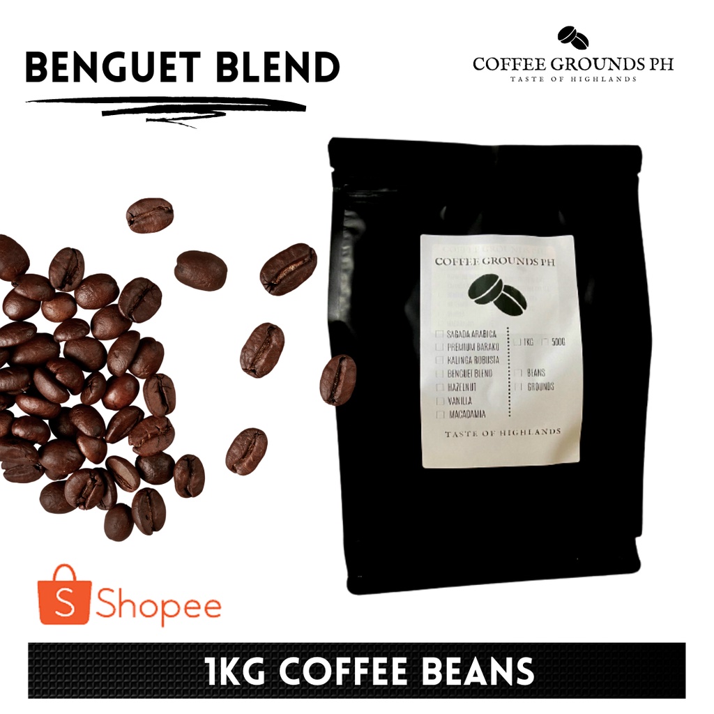 Coffee Grounds PH - Benguet Blend 1kg Whole Coffee Beans Dark Roast ...