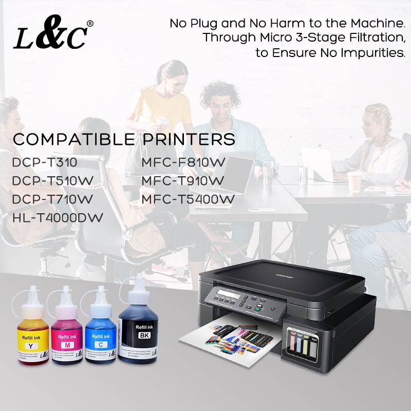 L&C Refill Ink BT5000 BT6000 For Brother Printer DCP-T310 T420W T710W ...