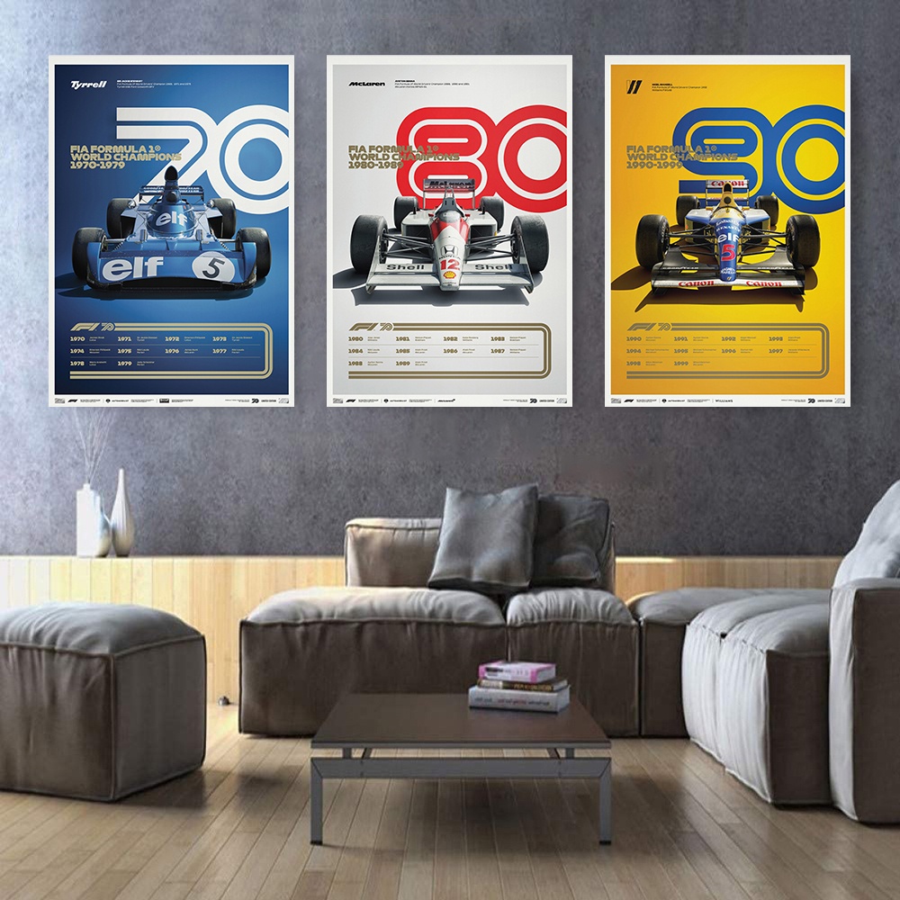Wallpaper Wall Decor Poster Formula 1 Decades-1950-2000s Race Car Racer ...
