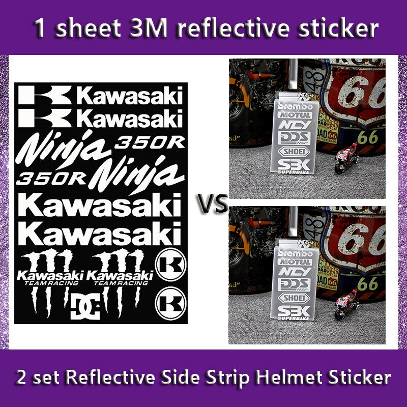 For Kawasaki 350 350R Motorcycle Reflective Sticker Wheel Sticker Sides ...