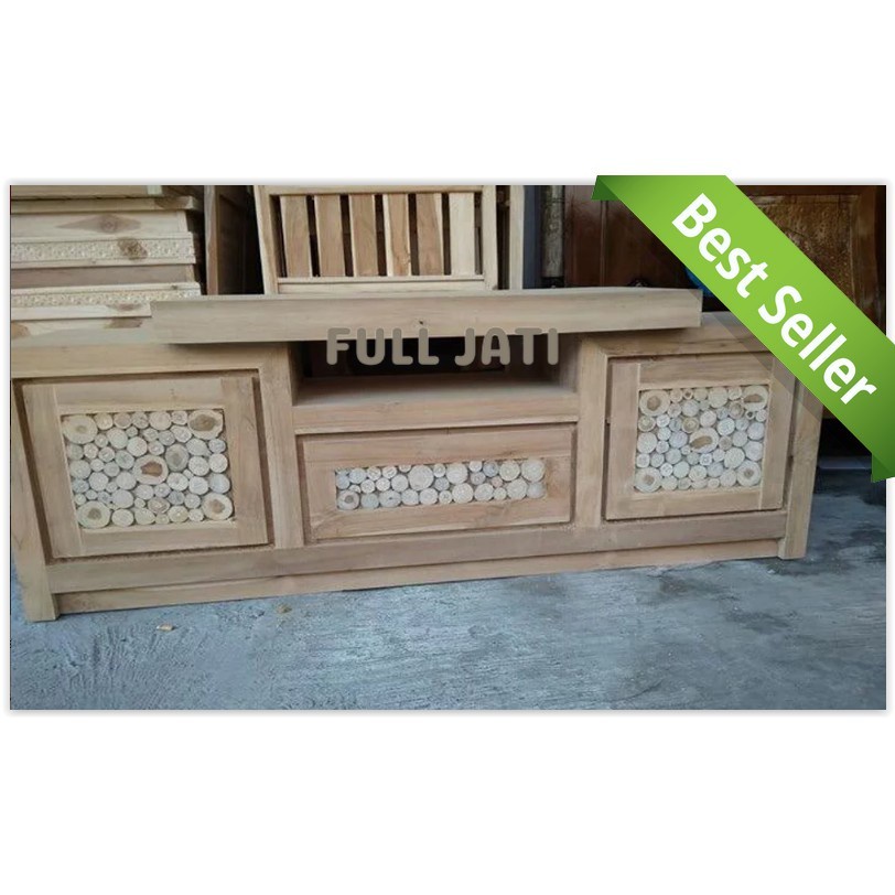KAYU Minimalist Teak Wood Tv Table Coin Model Unfinished FULL TEAK ...