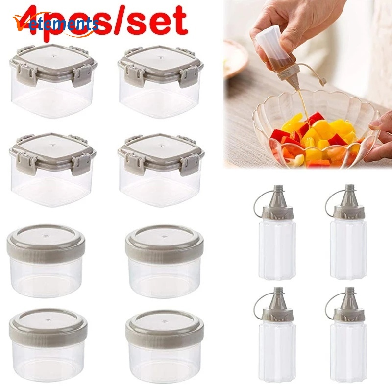 4Pcs/Set Mini Transparent Spice Seasoning Box/ Portable Sauce Squeeze ...