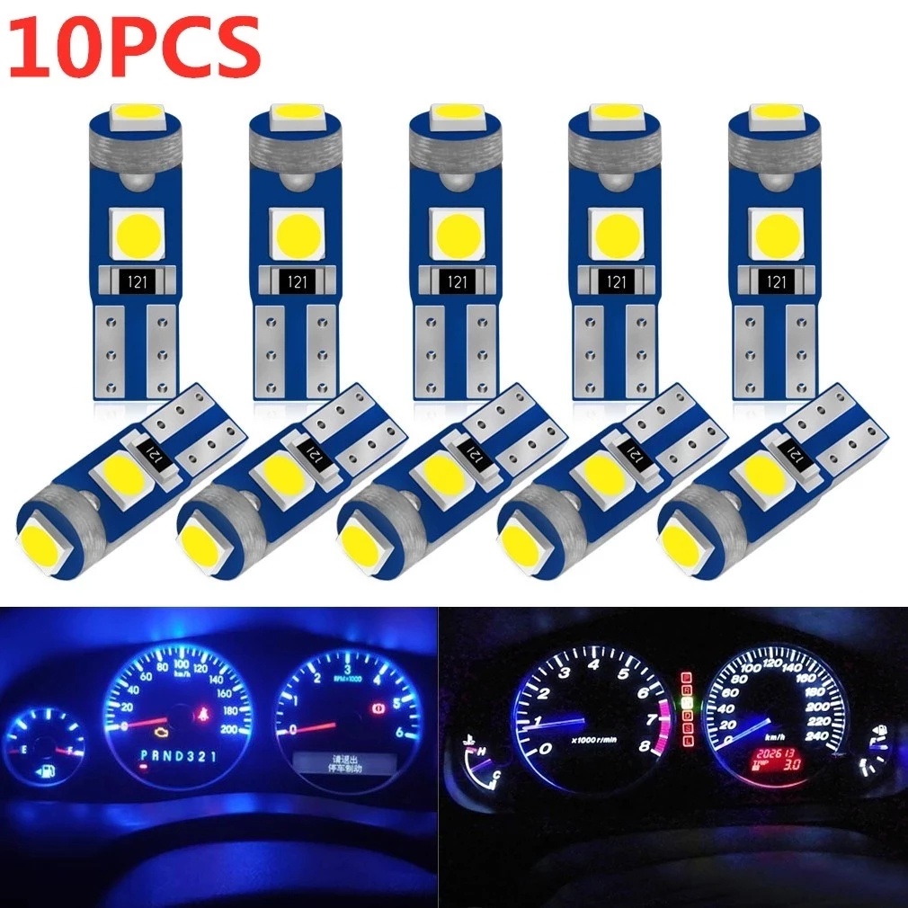 10pcs T5 Led Bulb W3W W1.2W 12V Led Canbus Car Interior Lights Dashboard Warming Indicator Wedge ...