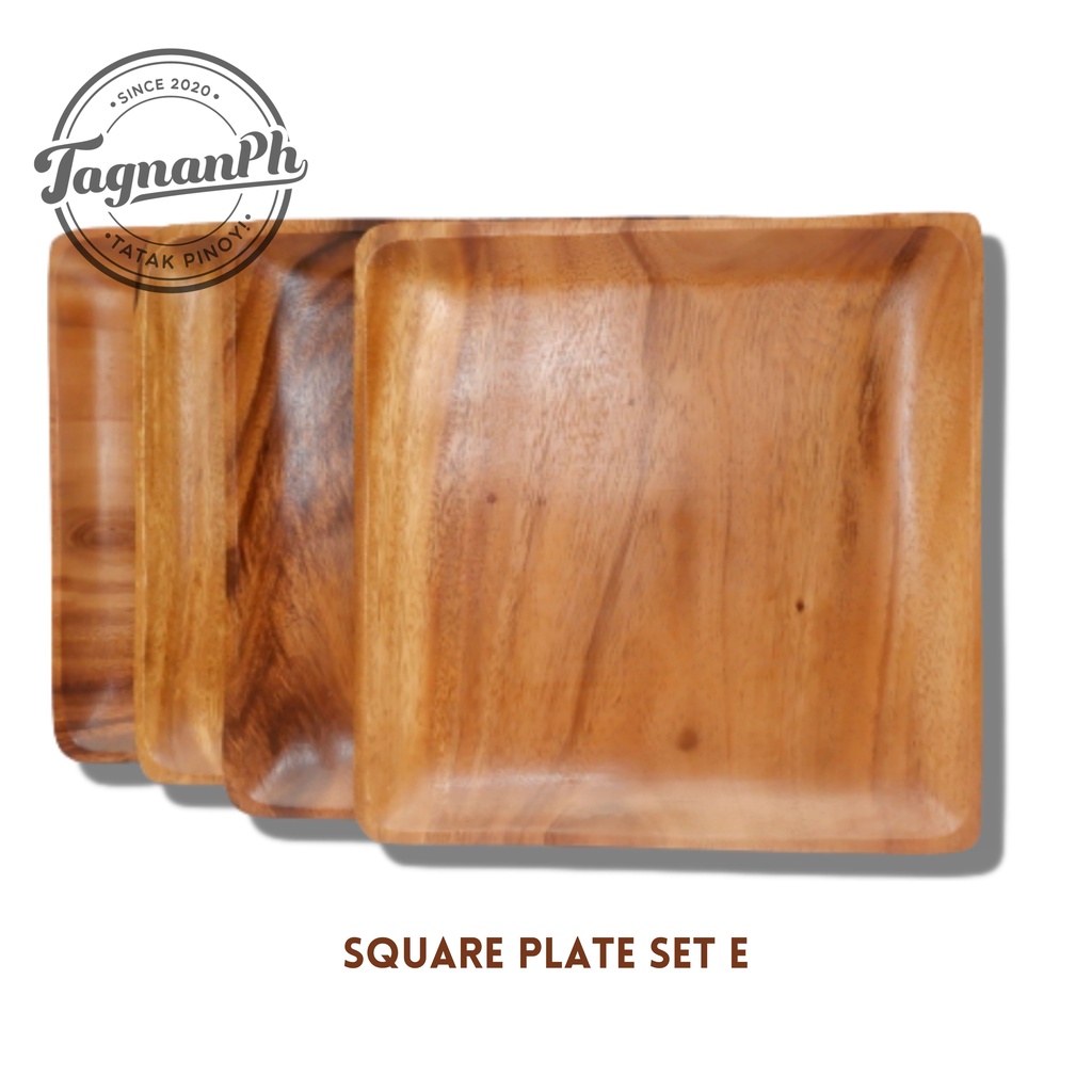 Tagnan Ph Wooden Square Plate made from Acacia - Set E | Shopee Philippines