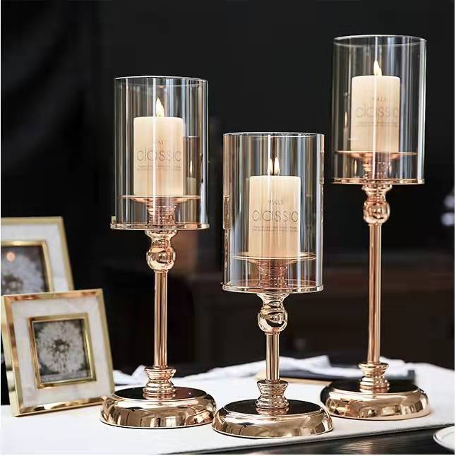Crystal Glass Taper Candle Stand Pillar Cylinder Candle Holder for ...