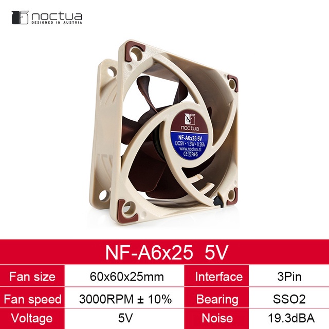 Noctua NF-A6x25 60x60x25mm CPU Cooling fan 3pin/4pin PWM quiet Computer ...