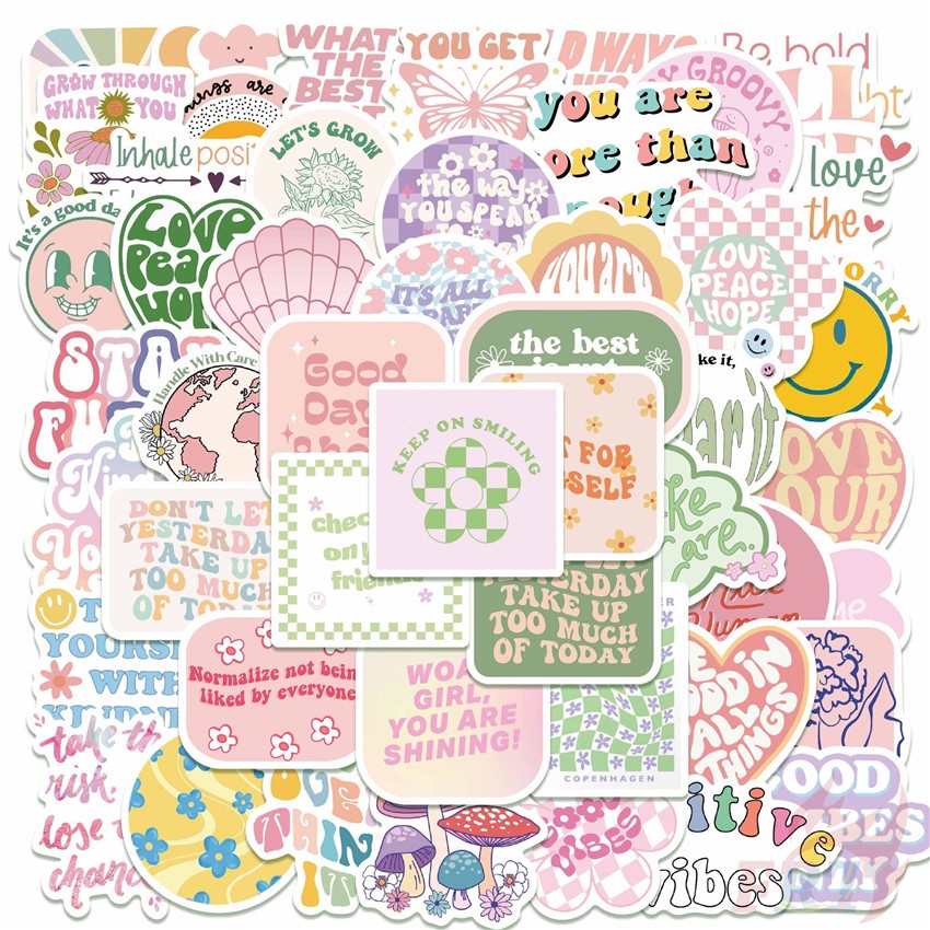 Danish Pastel . Positive Slang Series 02 Stickers 50Pcs/Set Waterproof ...