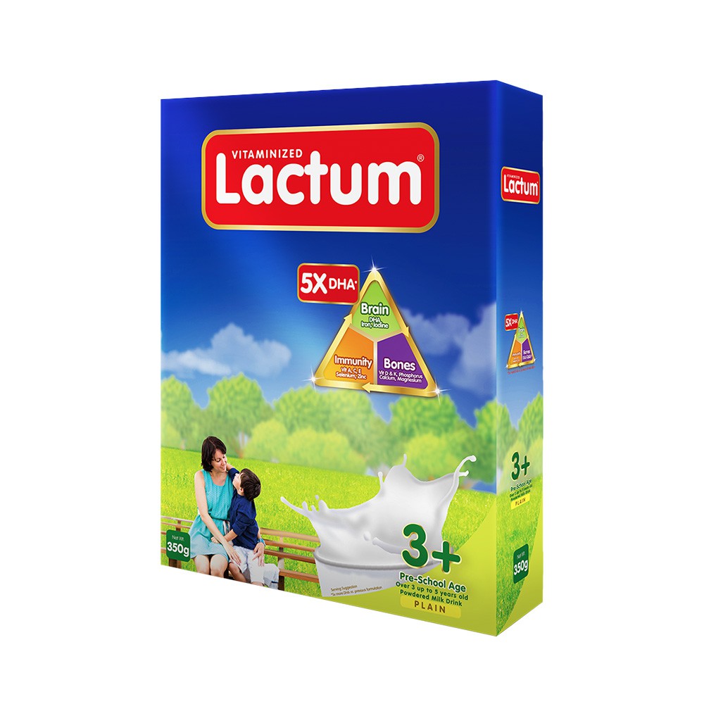 Lactum 3+ Plain Powdered Milk Drink for Children Above 3 Years Old 350g ...