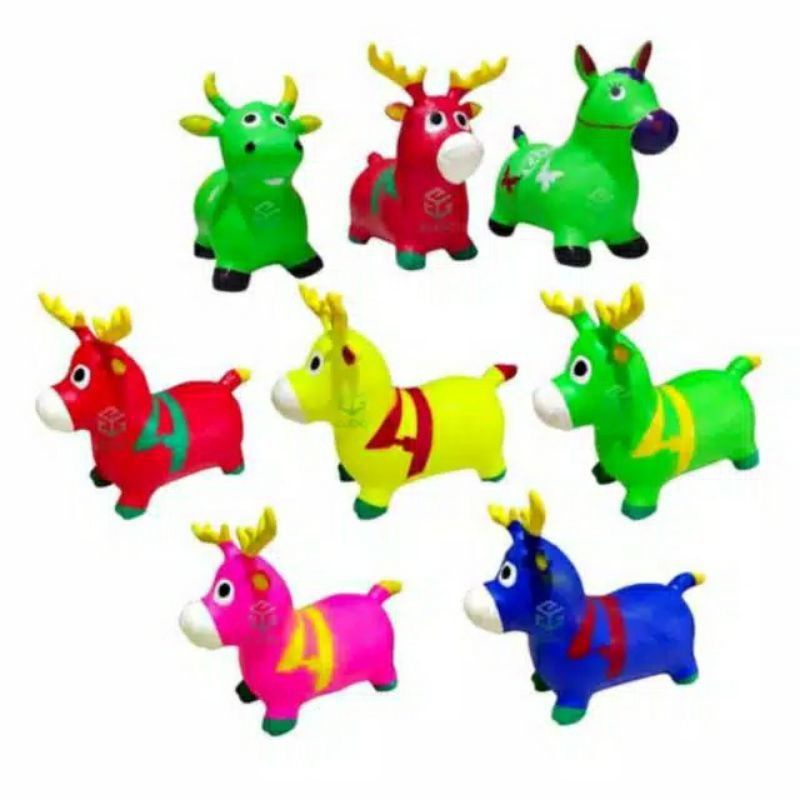 Thick jumping animal toy sitting horse cow deer with sound and lights ...