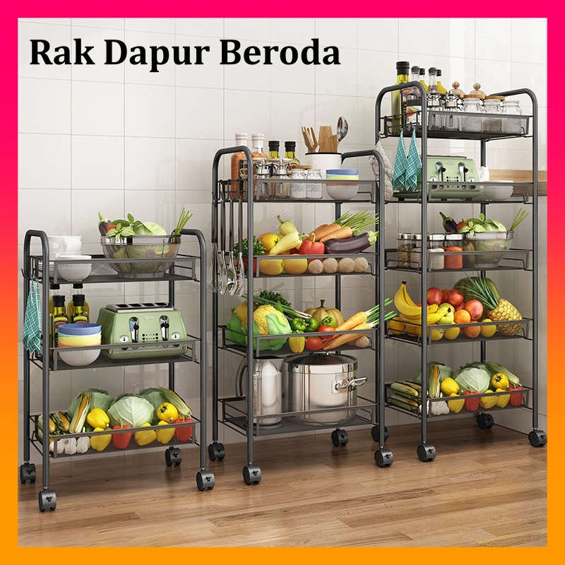 3/4/5 Tier Multipurpose Steel Trolley Rack With Wheel DIY Multipurpose ...