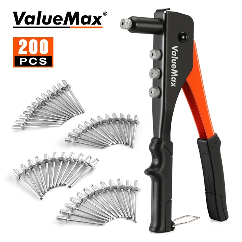 Valuemax 4 In1 Heavy Duty Hand Riveter For Blind Rivets 200pcs Nozzle Rivet Nut Gun Manual Sets ...
