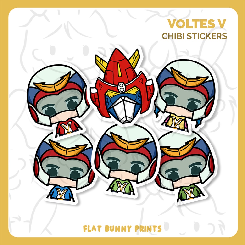 Voltes V Waterproof Stickers | Flat Bunny Prints | Shopee Philippines