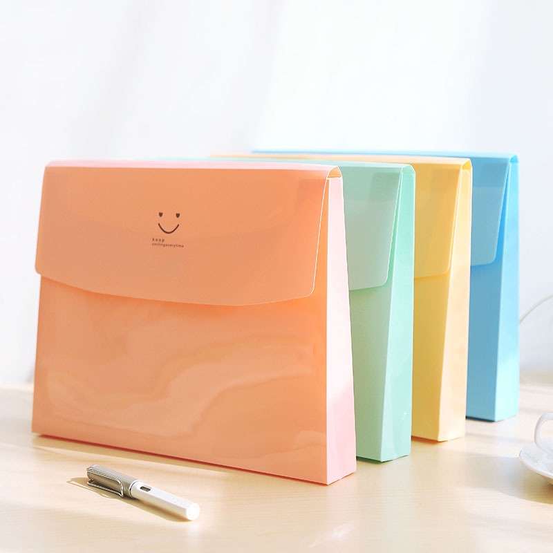 Korean Creative candy color smile portable student Folder file bag test ...