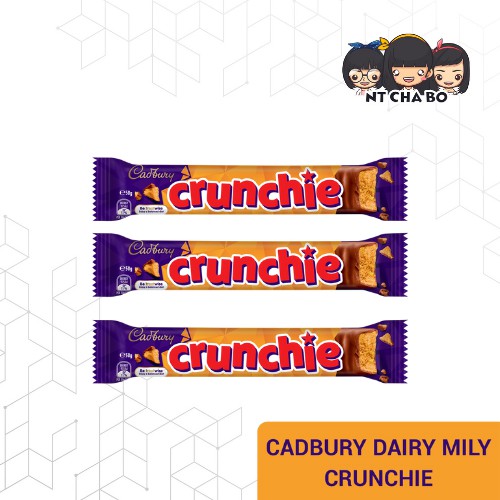 Cadbury Crunchie Chocolate Chunky Gold Bar of Delicious Honeycomb ...