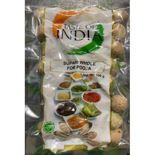 Taste of India Supari Whole {Beetle Nut} for Pooja/Rituals 100g {India ...