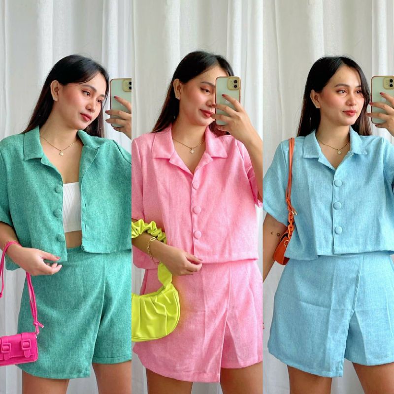 Sonya Tweed Coords Coordinate Crop Top and Skort | Shopee Philippines