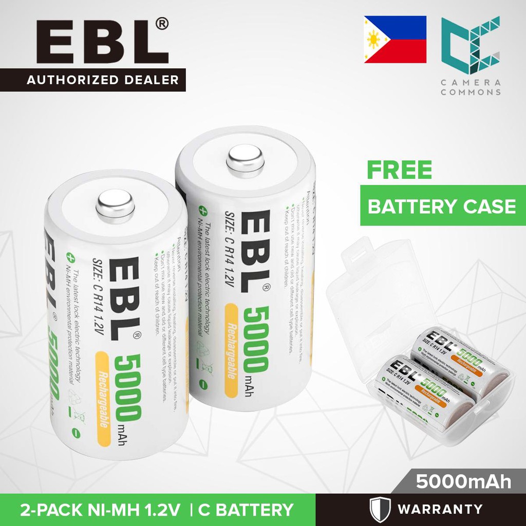 EBL 2 Pack 1.2V C Size C Cell 5000mAh Rechargeable Battery - Ni-MH NiMh ... EBL 2 Pack 1.2V C Size C Cell 5000mAh Rechargeable Battery - Ni-MH NiMh ...