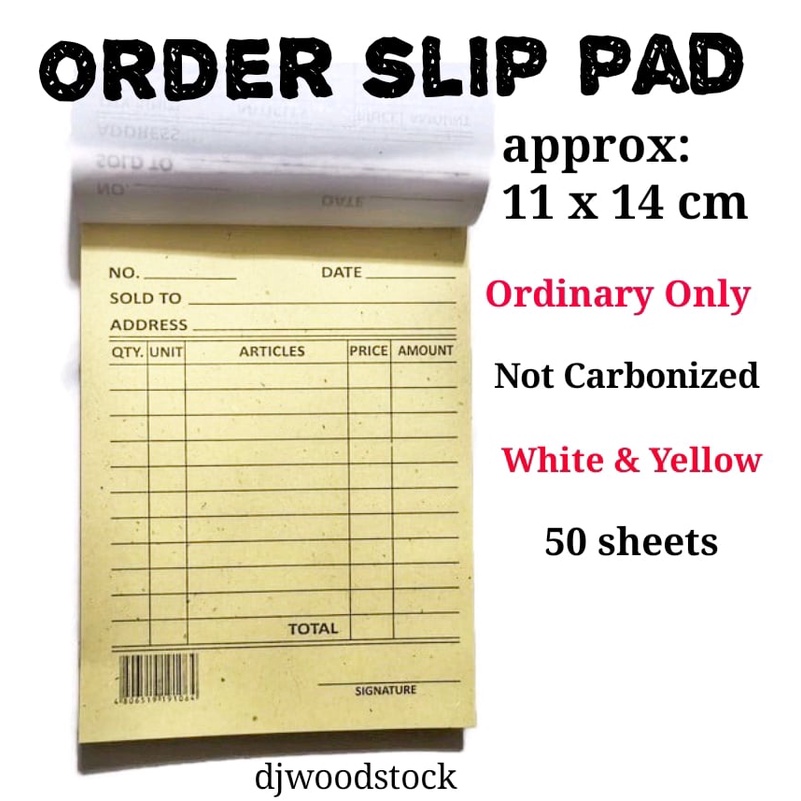 ORDER SLIP PAD 50 sheets SMALL | Shopee Philippines