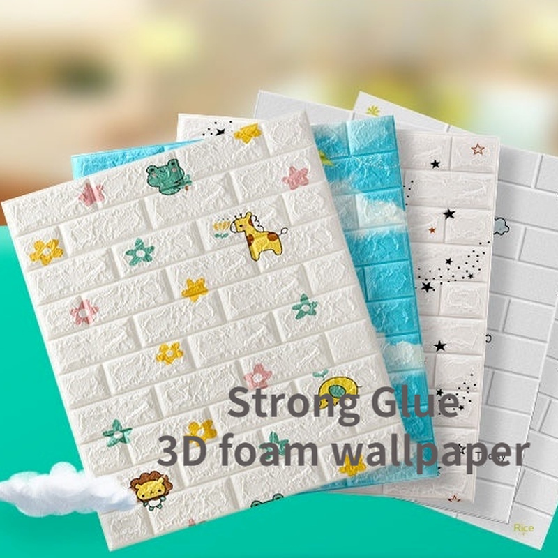 Self-Adhesive 3D WallPaper Sticker Brick Foam Wall Paper Dingding 3D ...