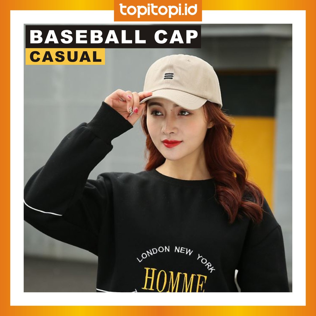Girl Casual Baseball Cap Korean Style Three Lines Import | Shopee ...