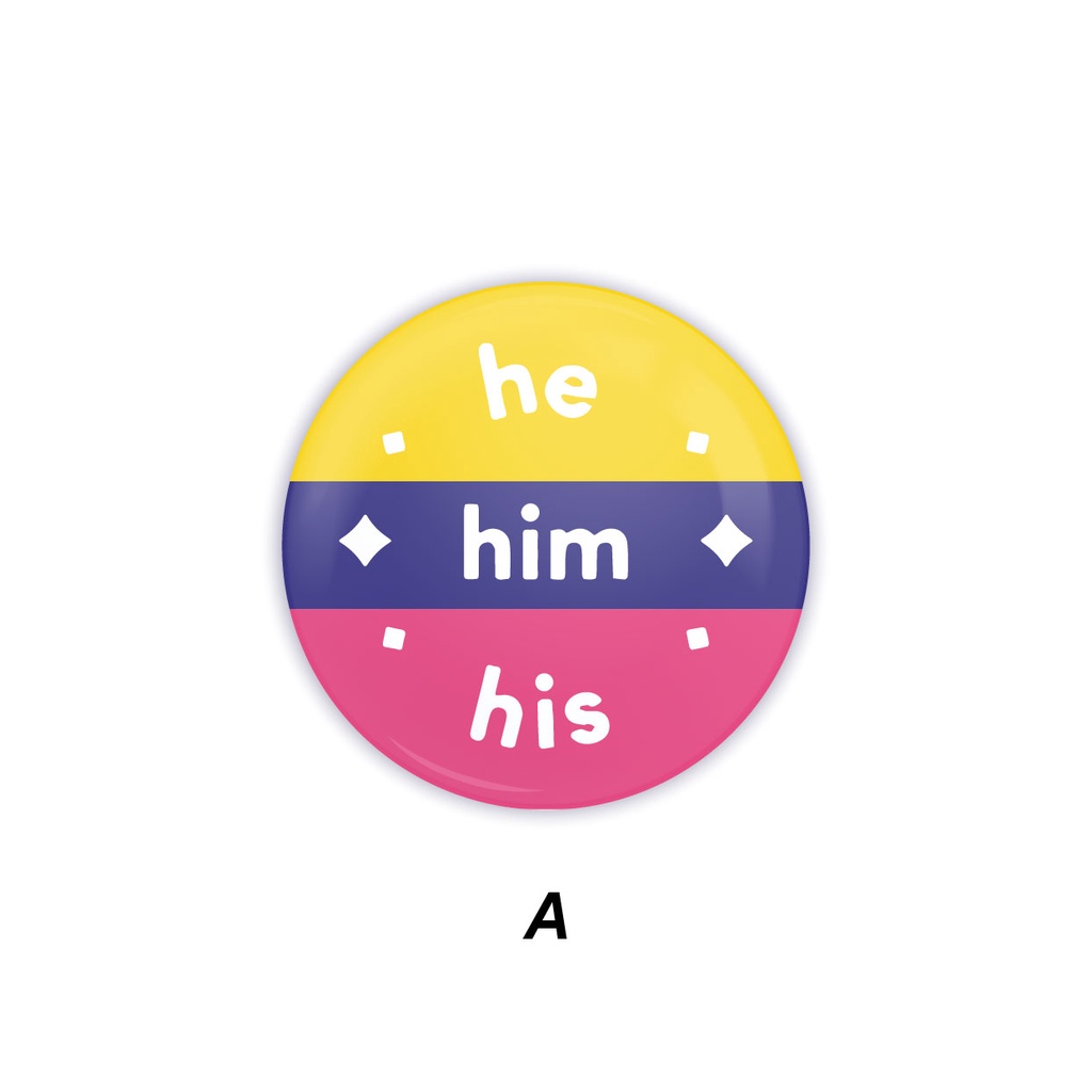 COLORFUL GENDER Identity PRONOUNS LGBTQ+ Pin Buttons 1.75" and 2.25 ...