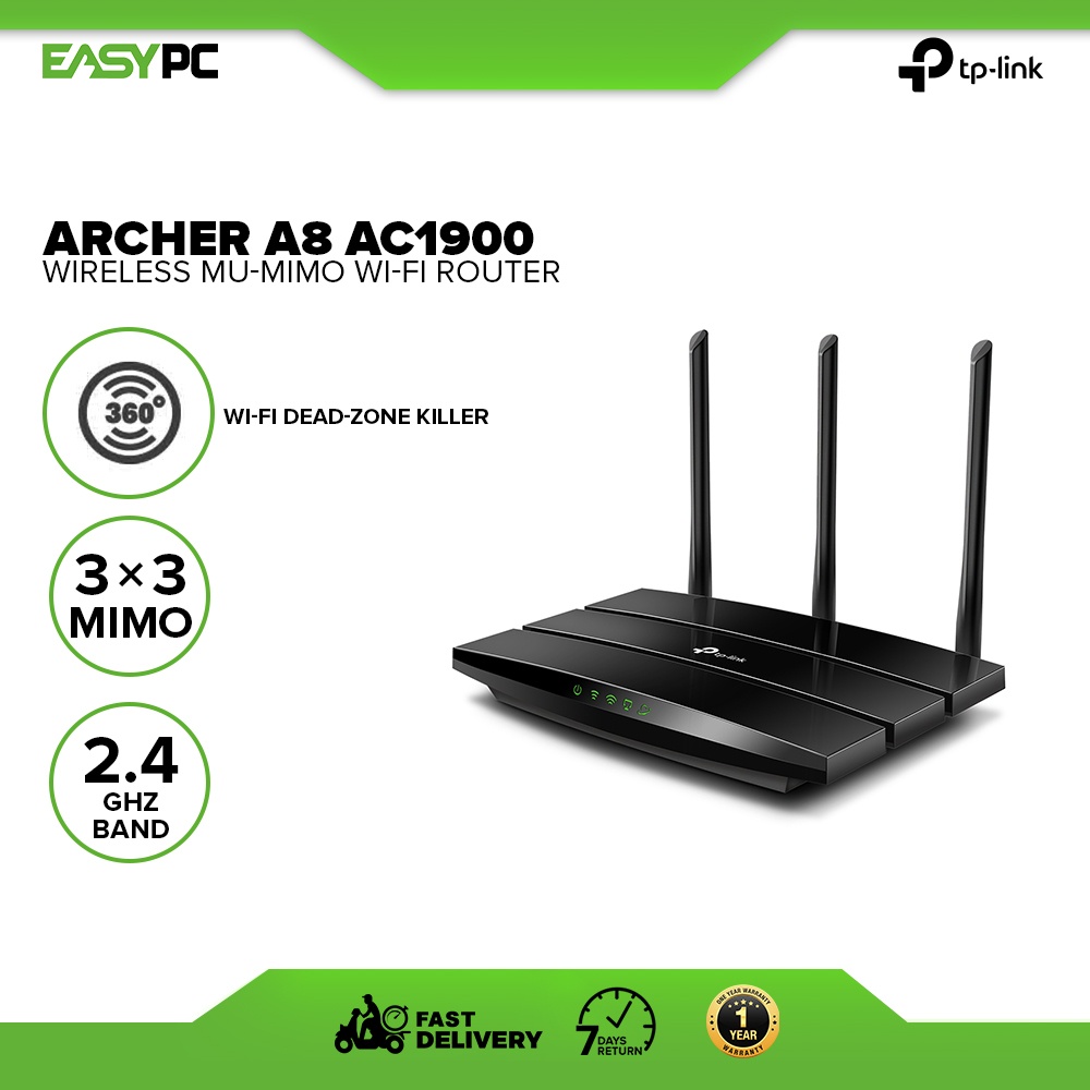 Tp-Link Archer A8 AC1900 Wireless MU-MIMO Wi-Fi Router, Advanced ...