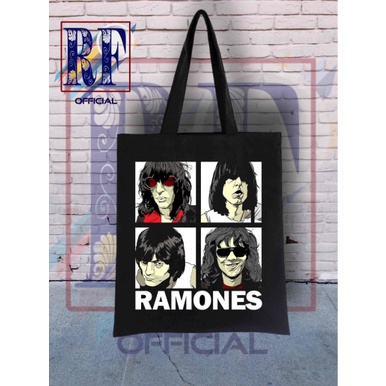 HITAM Ramones Tote bag - rock Band rock Music Zipper Totebag Canvas ...