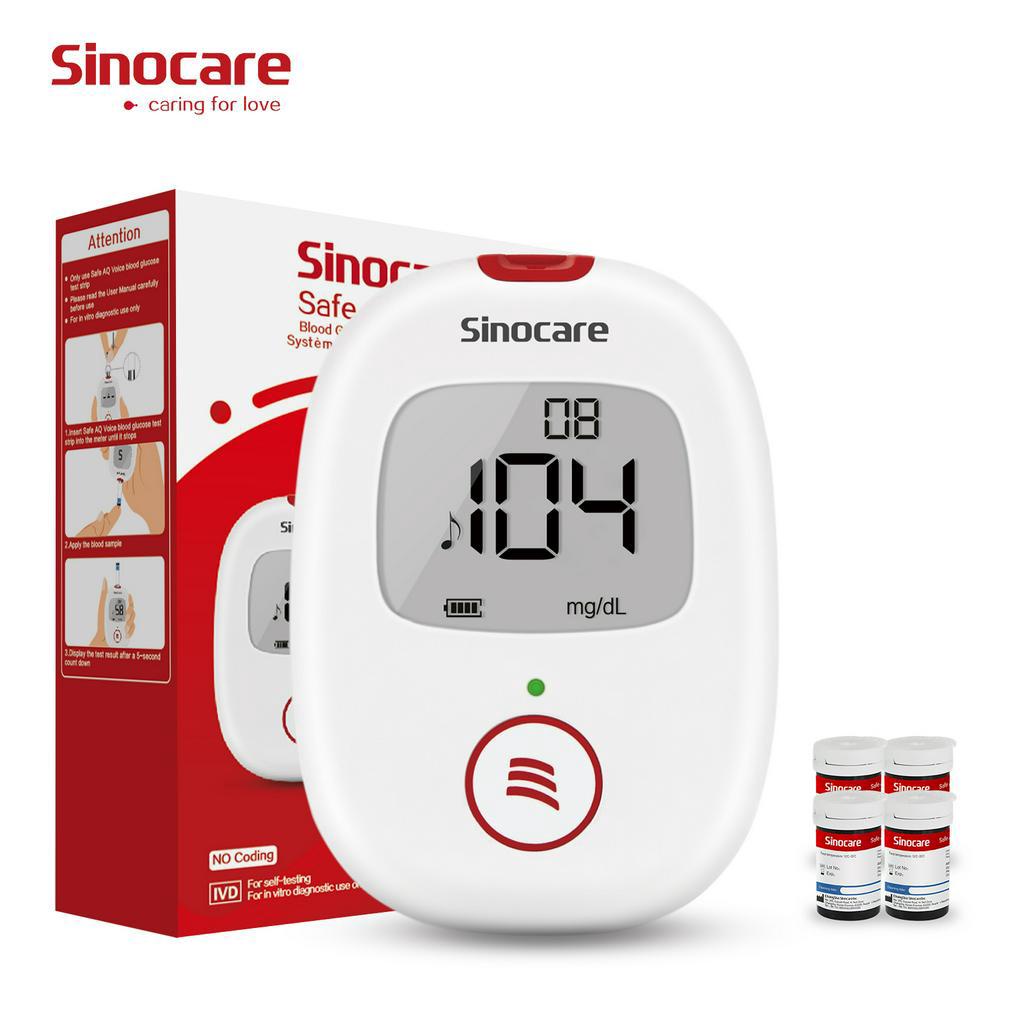 Sinocare Safe AQ Voice Blood Glucose Meter Monitor & Test Strips 50 ...