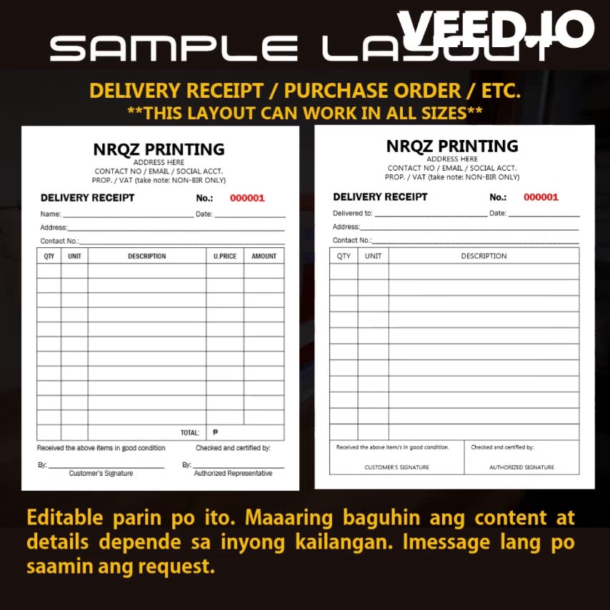 CARBONIZED BUSINESS FORM AND RECEIPTS available in sizes / Customized ...