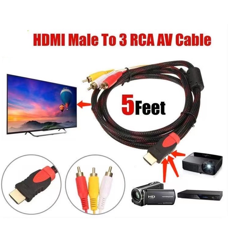 5 feet HDMI Male to 3RCA AV Composite Male Connector Transmitter(NO ... 5 feet HDMI Male to 3RCA AV Composite Male Connector Transmitter(NO ...