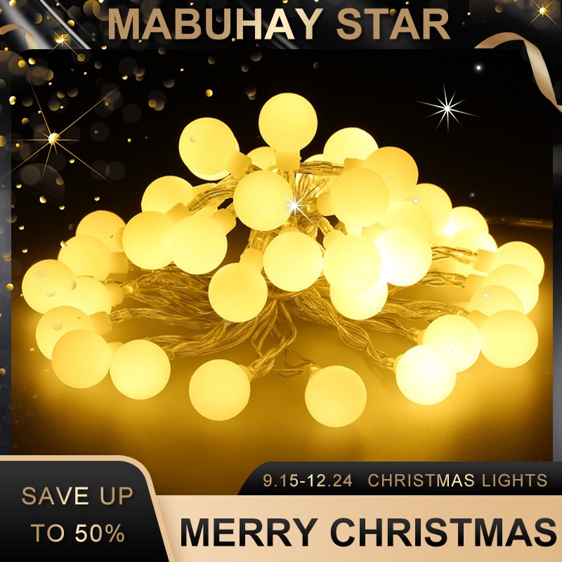 COD MABUHAY STAR 50L LED ROUND BEADS / WARM WHITE / 5 METER /TAIL PLUG ...