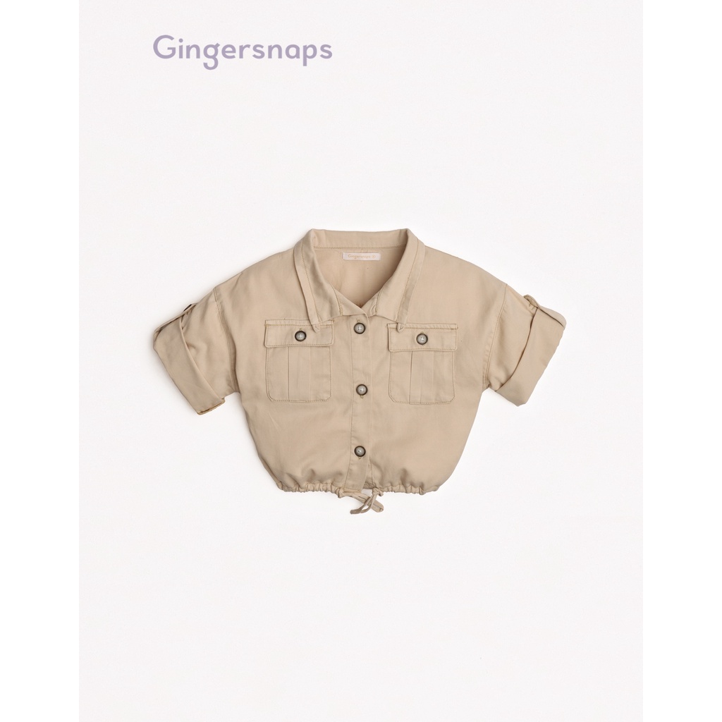 Gingersnaps Girls' Cropped Shirt Jacket with Bishop Pockets on Front ...