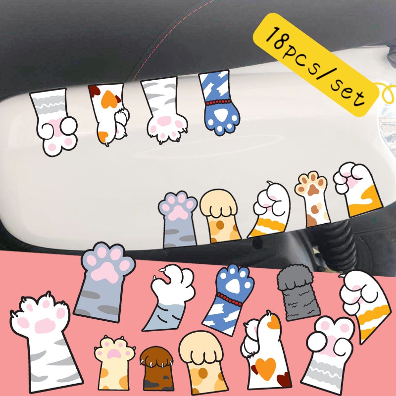 【1 Set !!!】Lovely Cat Paw!Car Stickers Waterproof Stickers Motorcycle ...